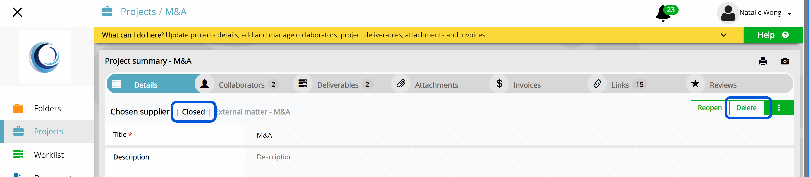 How to: Delete a project – Dazychain