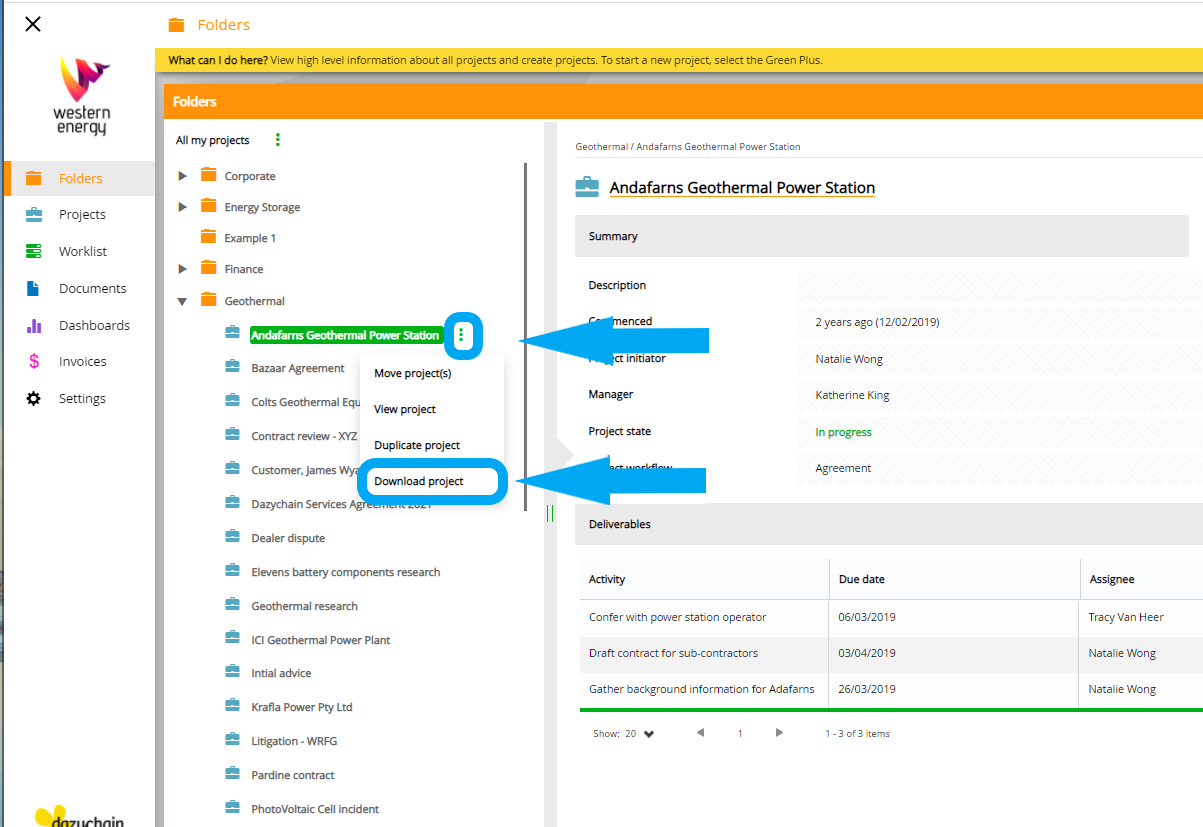How to: Download a project – Dazychain